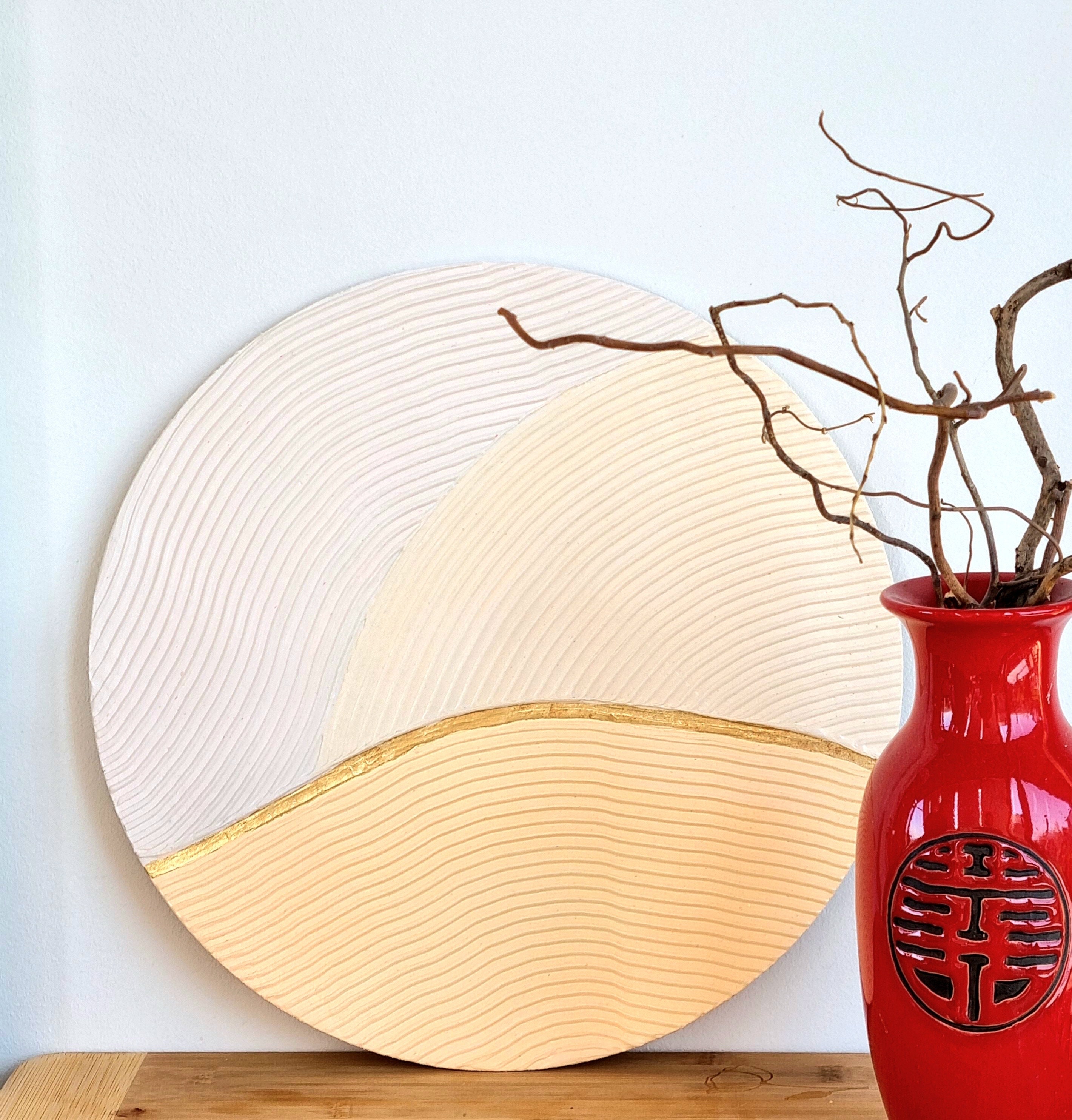 Hills of Gold - Round Plaster Art - Original Textured Painting - Gold ...