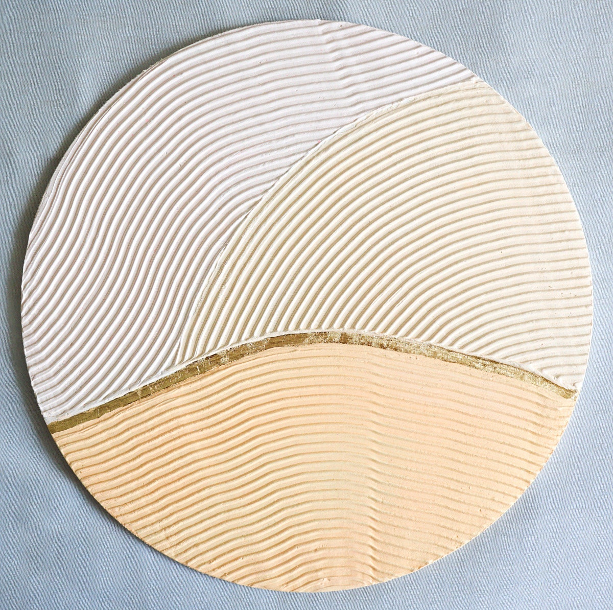 Hills of Gold - Round Plaster Art - Original Textured Painting - Gold ...