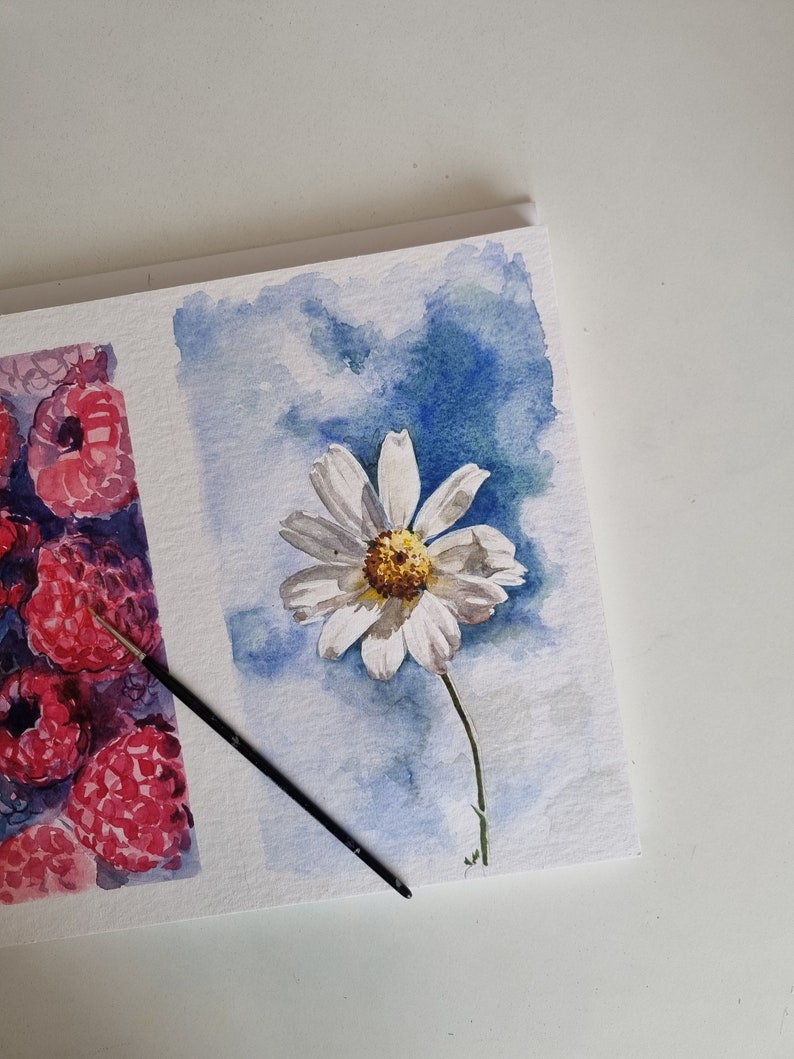 Daisy Original Painting in Watercolor Floral Art Daisy Flower Painting - Etsy