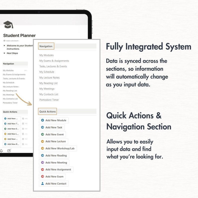 Notion Template Student Planner, Student Digital Planner, Minimal Notion Academic Planner ...