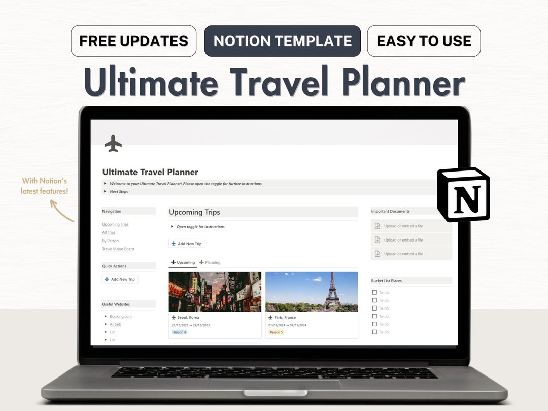 Notion Template Travel Planner, Notion Vacation Planner, Notion Holiday ...