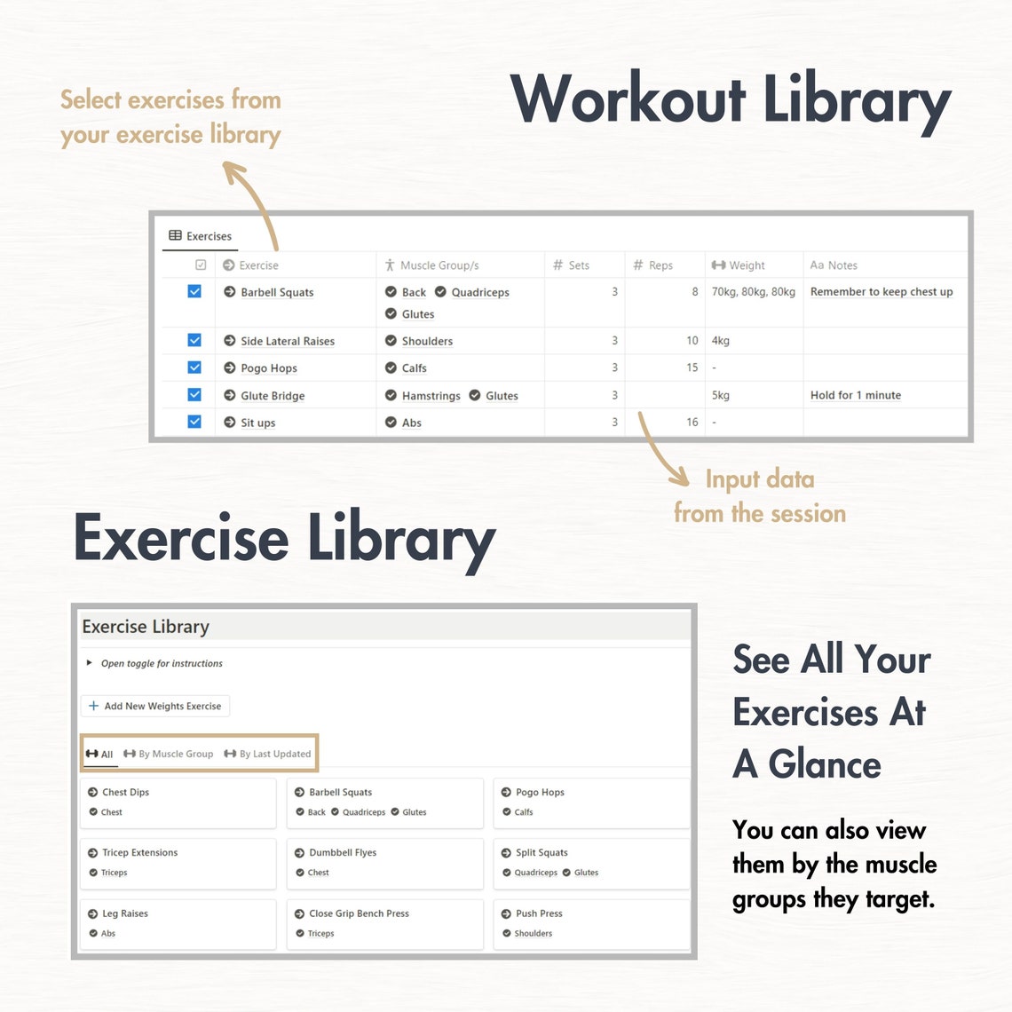 Notion Template Fitness Planner, Notion Fitness Tracker Workout Planner ...