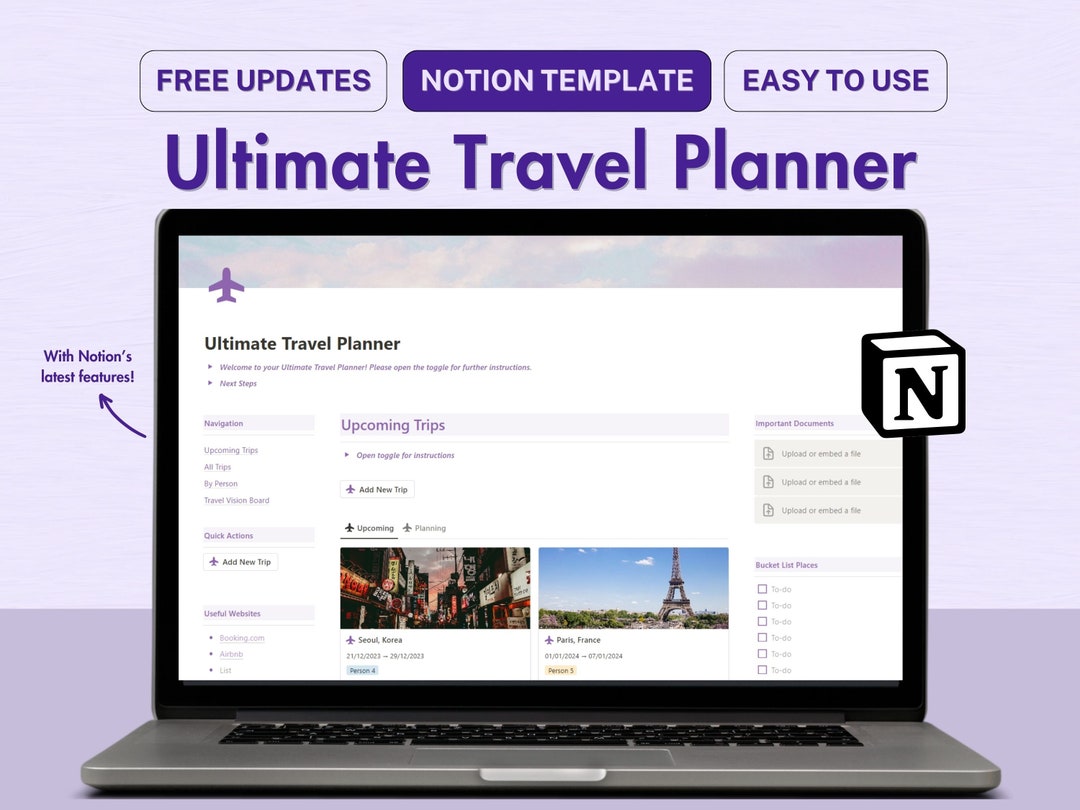Notion Template Travel Planner, Notion Travel Journal Travel Checklist ...