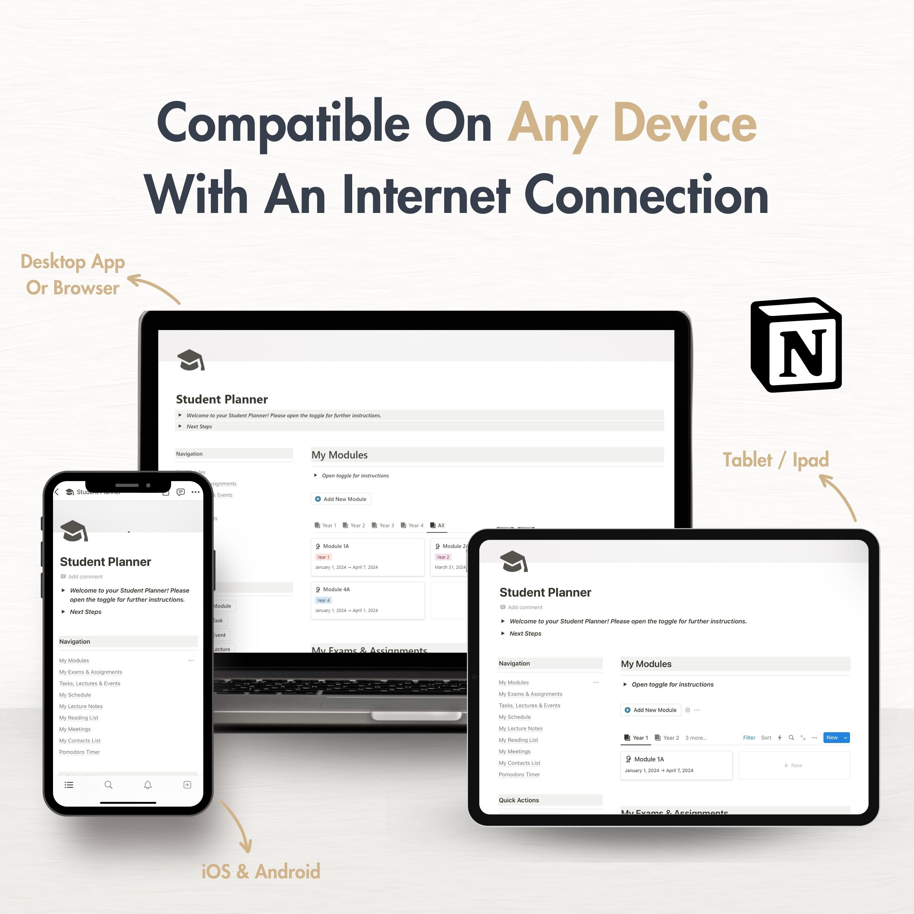 Notion Template Student Planner, Student Digital Planner, Minimal ...