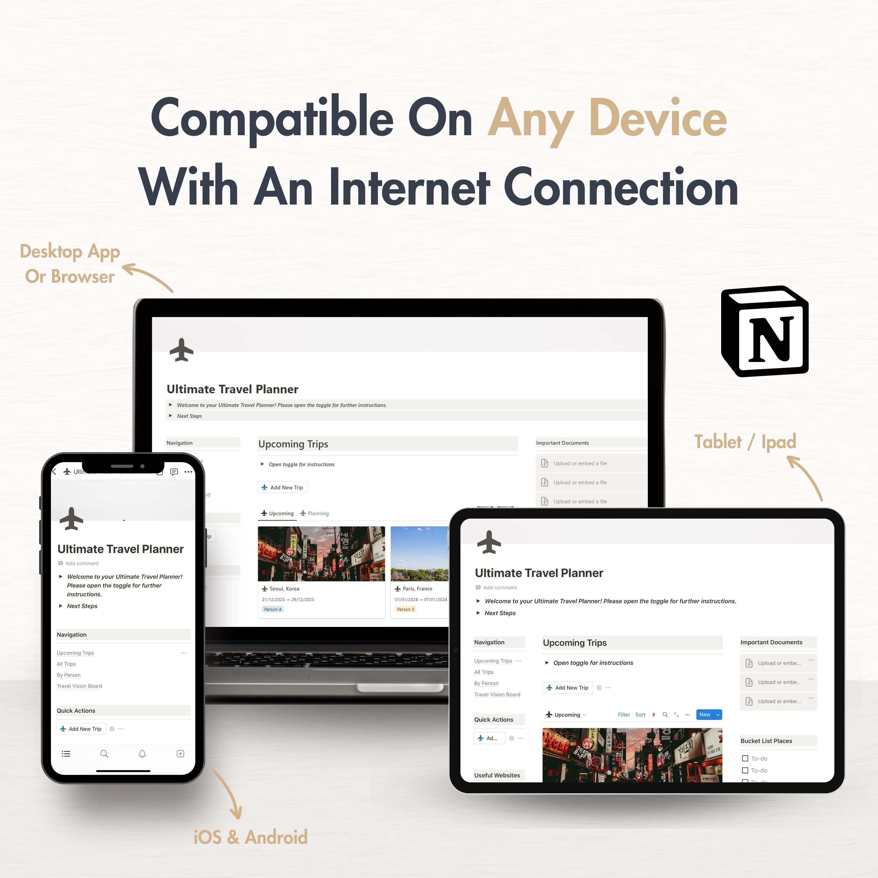 Notion Template Travel Planner, Notion Vacation Planner, Notion Holiday ...
