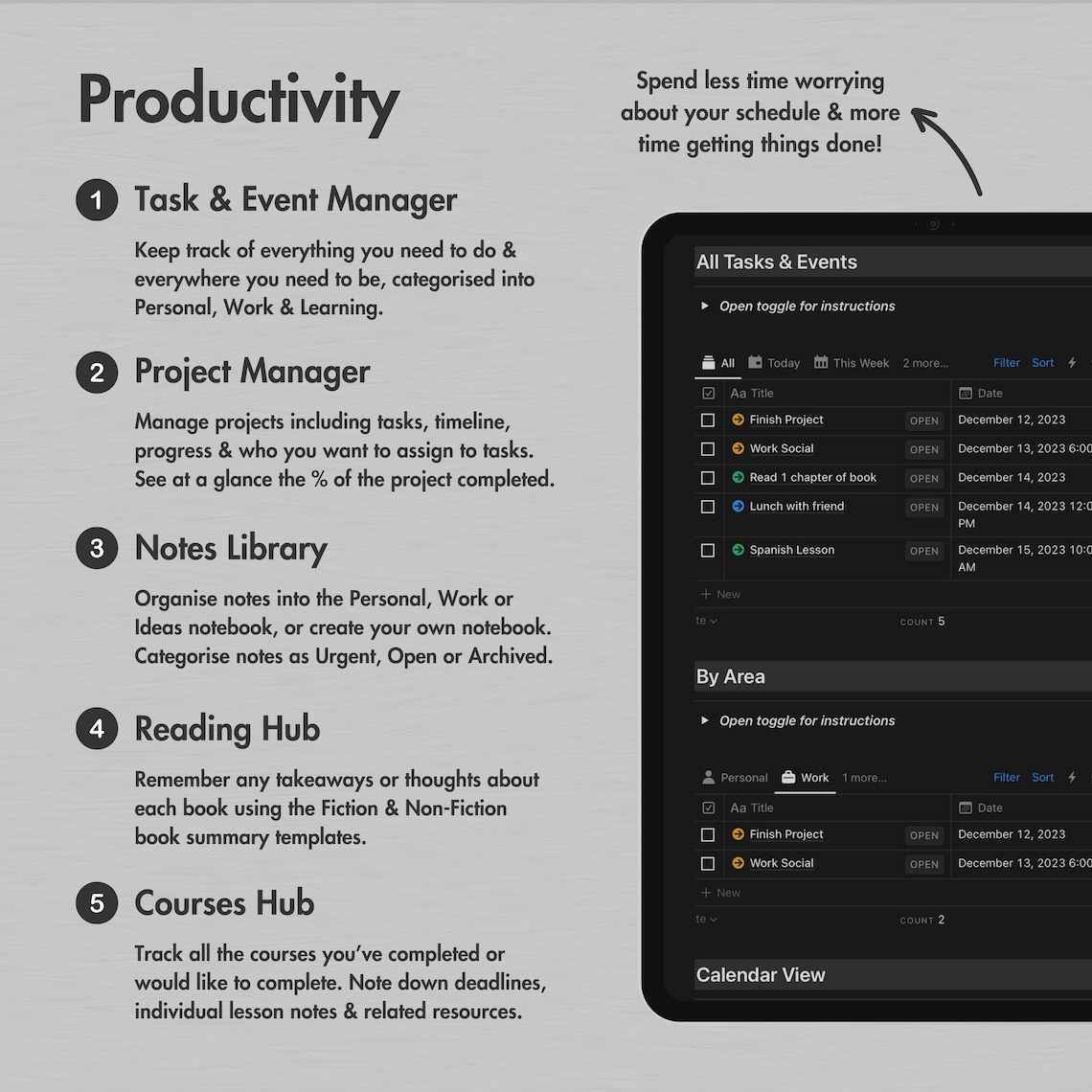 Notion Template Ultimate Life Planner All in One Notion Planner, Dark ...
