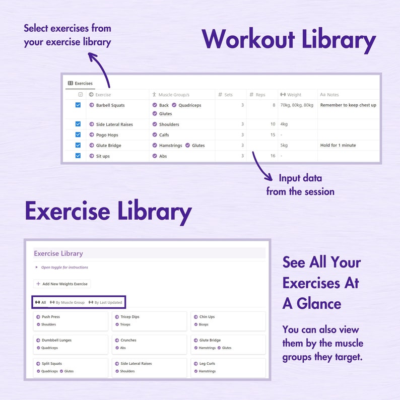 Notion Template Fitness Planner, Notion Fitness Journal, Aesthetic ...