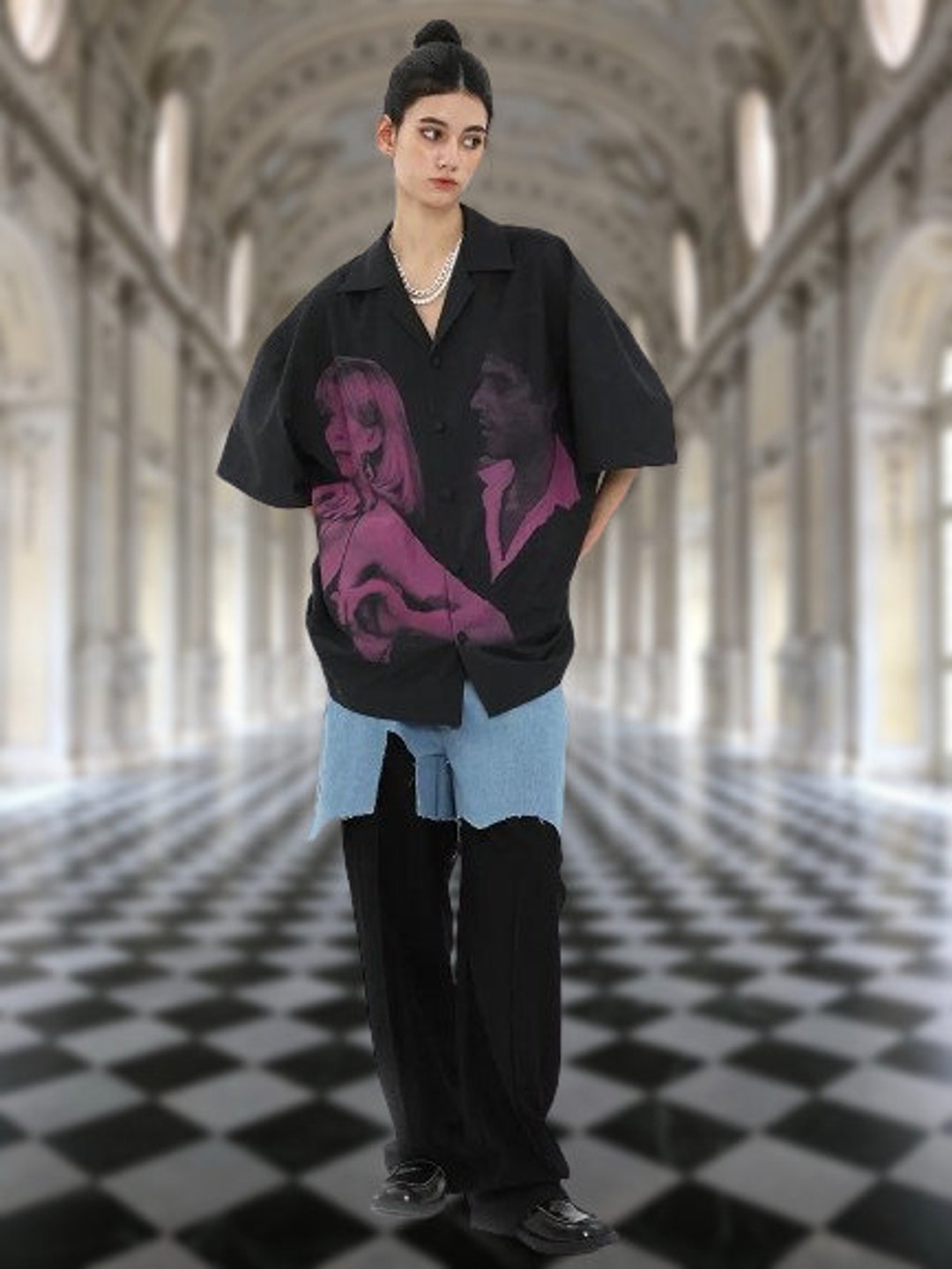 Vintage Scarface-inspired, Men's Floral Print Short-sleeve Shirt an ...