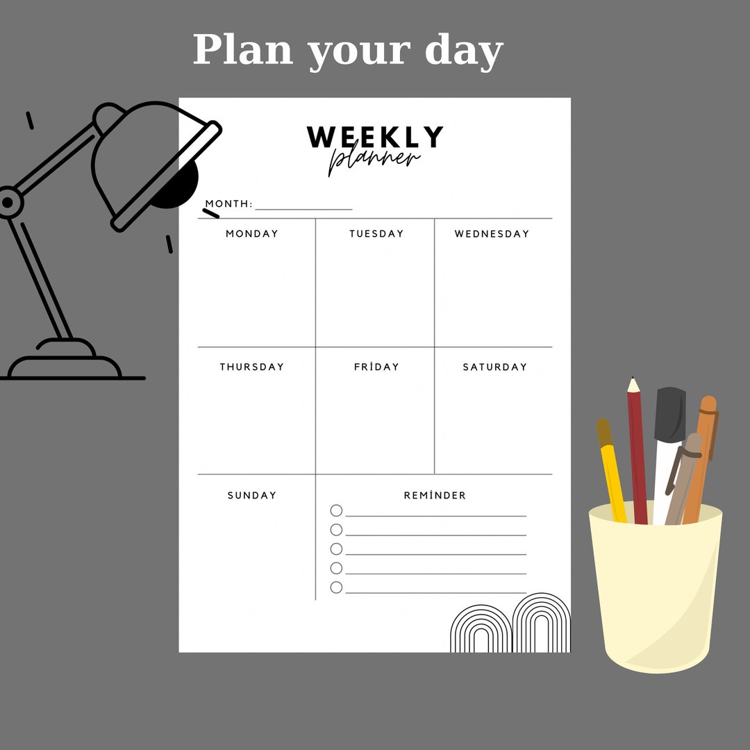 Weekly Planner Printable Landscape, Minimalist Weekly Schedule, Week at ...