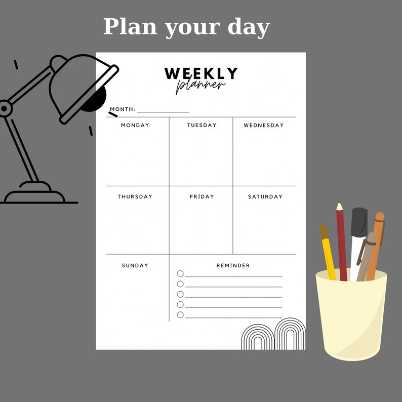Weekly Planner Printable Landscape, Minimalist Weekly Schedule, Week at ...