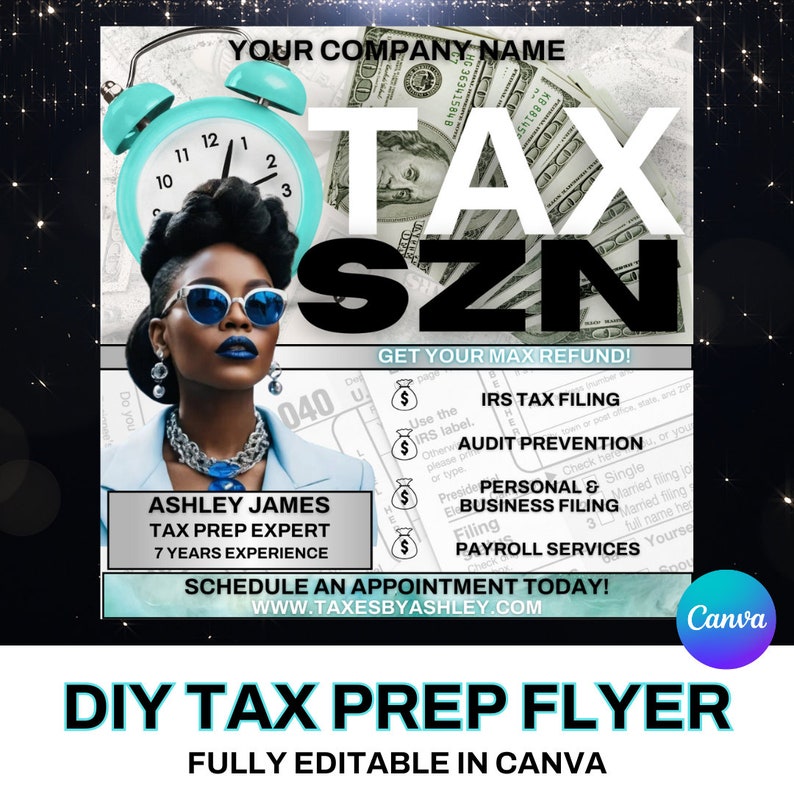 DIY Tax SZN Flyer, Tax Prep Flyer, Tax Service Flyer, DIY Flyer, Canva ...