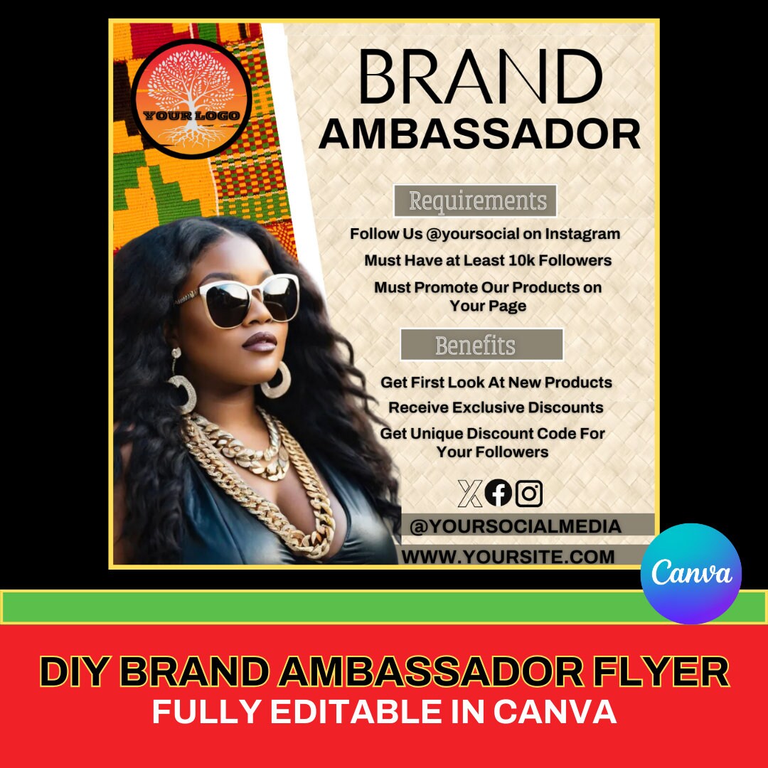 DIY Brand Ambassador Social Media Flyer, Canva Template, African Print ...