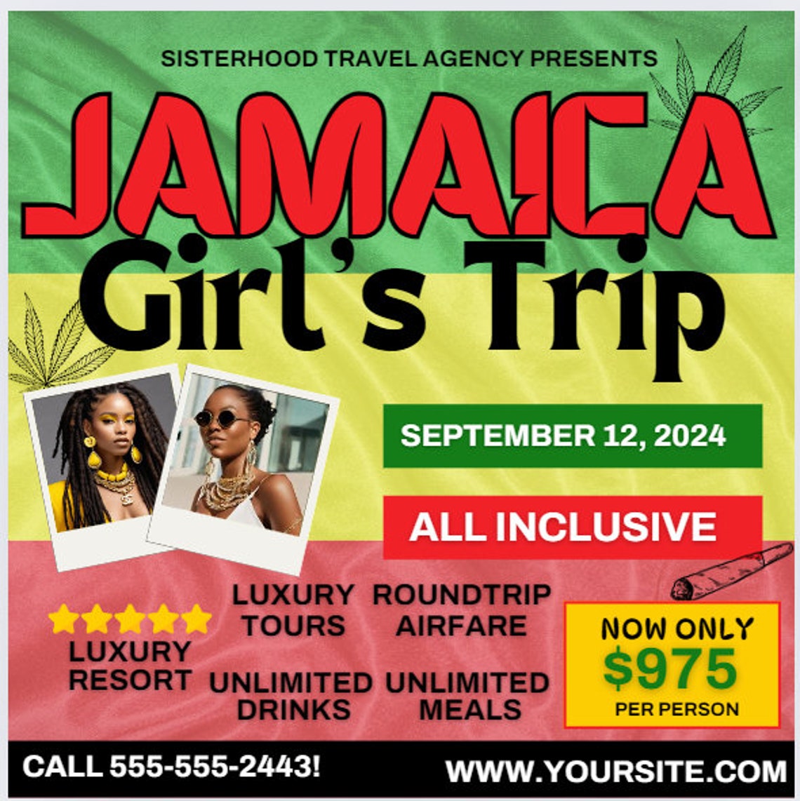 ANIMATED Jamaica Rasta Girl's Trip Flyer for Travel Agents - Etsy