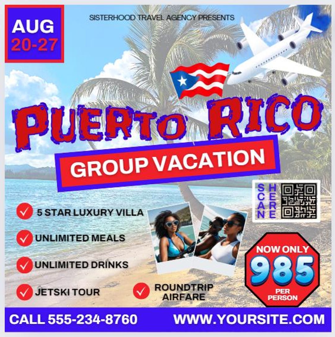 ANIMATED Puerto Rico Group Vacation Flyer for Travel Agents - Etsy