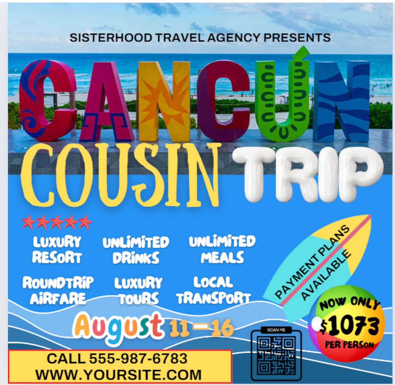 ANIMATED Cancun Mexico Cousin Trip E-flyer for Travel Agents - Etsy