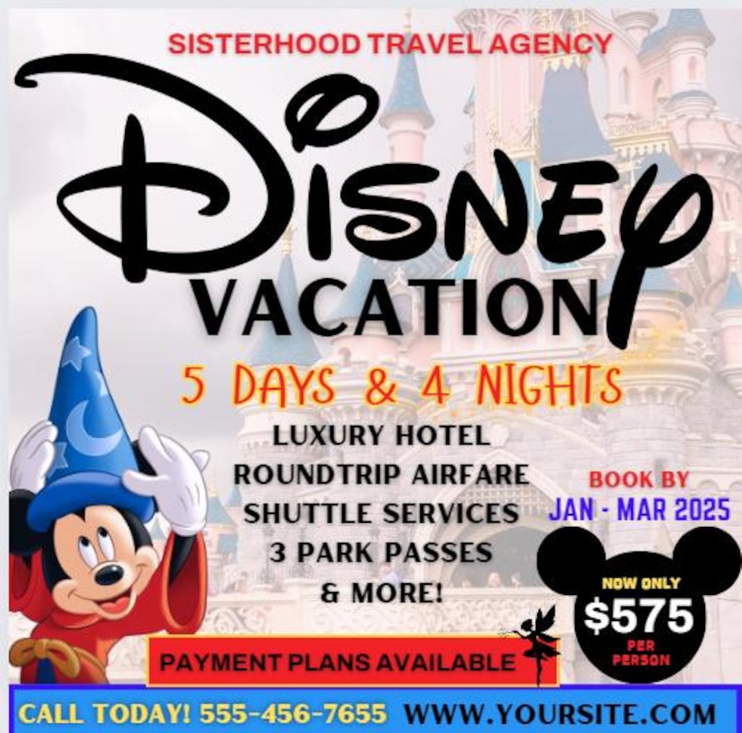 ANIMATED Disney Vacation Flyer for Travel Agents - Etsy