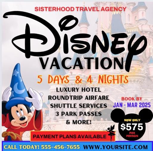 ANIMATED Disney Vacation Flyer for Travel Agents - Etsy