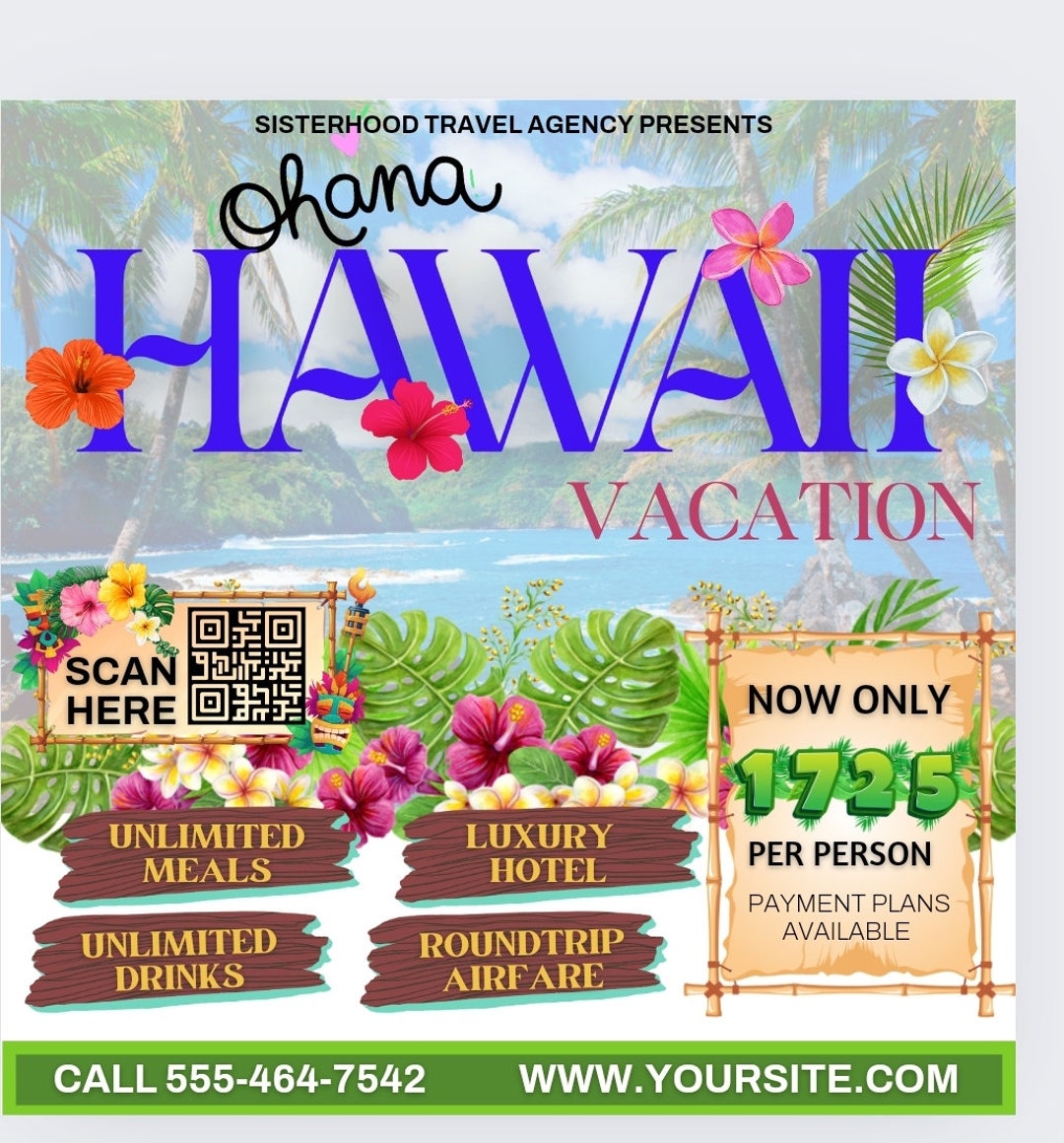 ANIMATED Hawaii Family Vacation Social Media Flyer for Travel Agents - Etsy