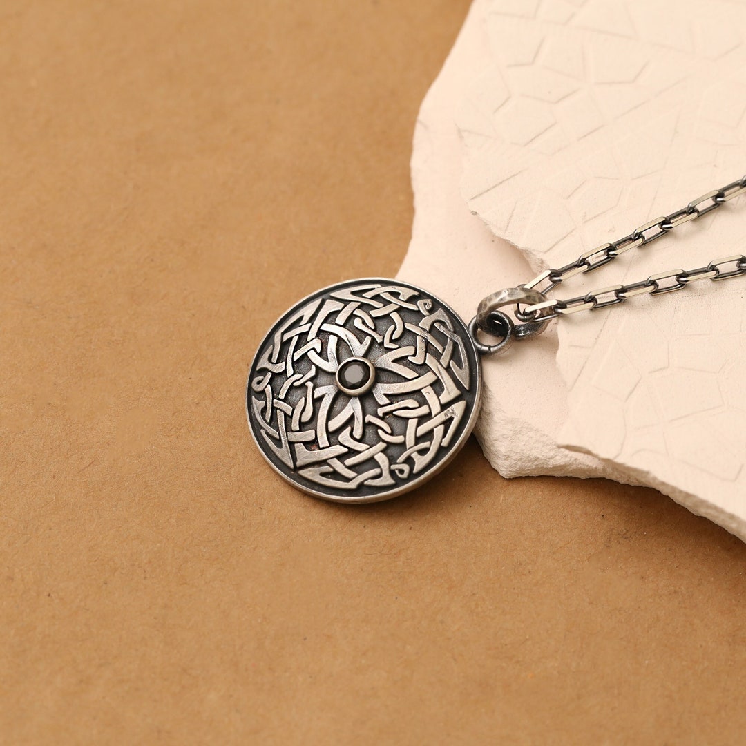 Sterling Silver Mens Shield Neckalce, Spartan Warrior Pendant, Shield ...
