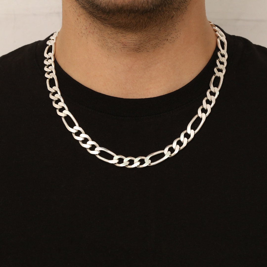 Sterling Silver Figaro Chain Necklace for Men, Figaro Chain for Men ...