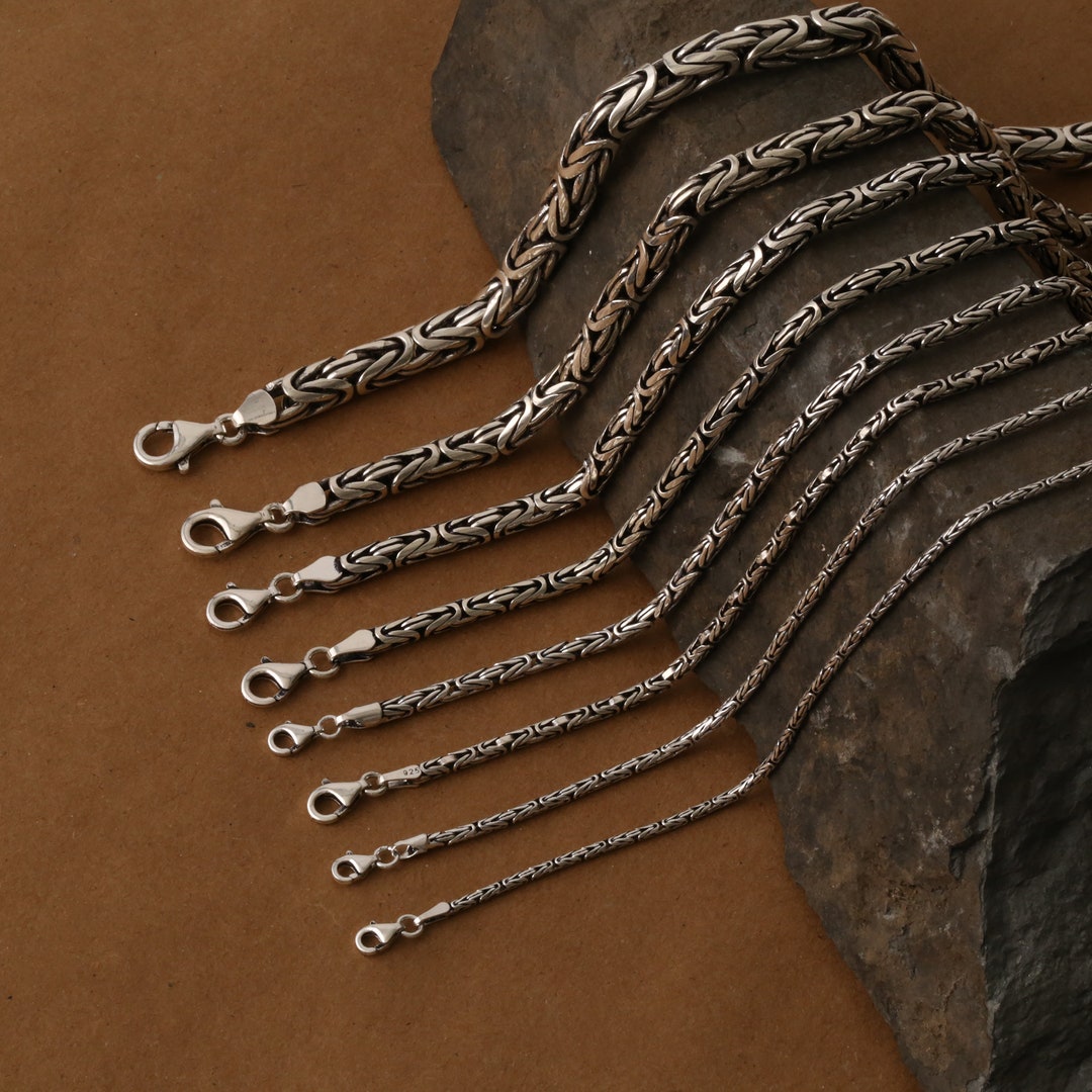 Mens Byzantine Chain Necklace, 925 Silver Byzantine Chain for Mens ...