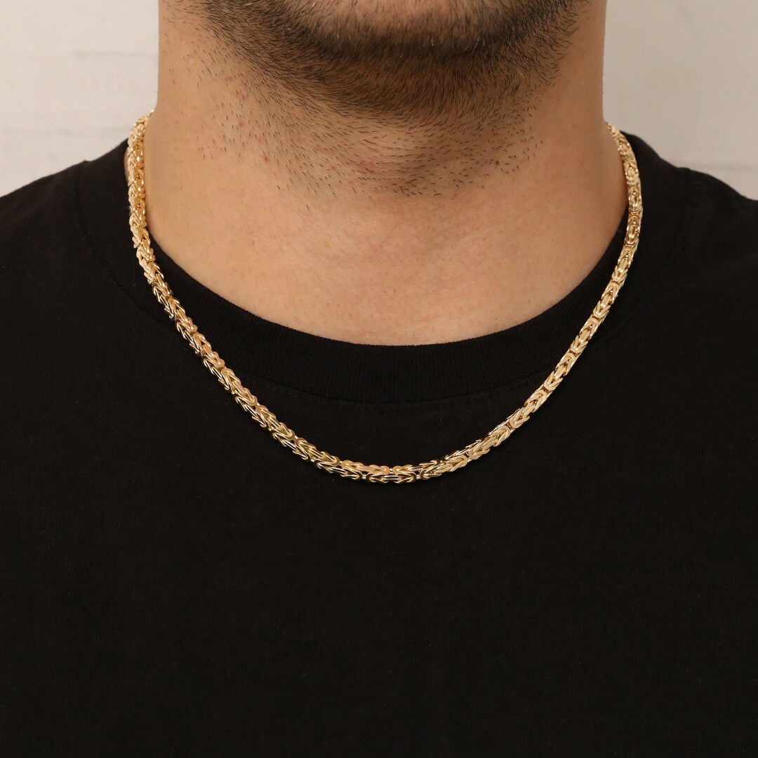 Mens Gold Byzantine Necklace, Silver Gold Filled Necklace for Mens ...