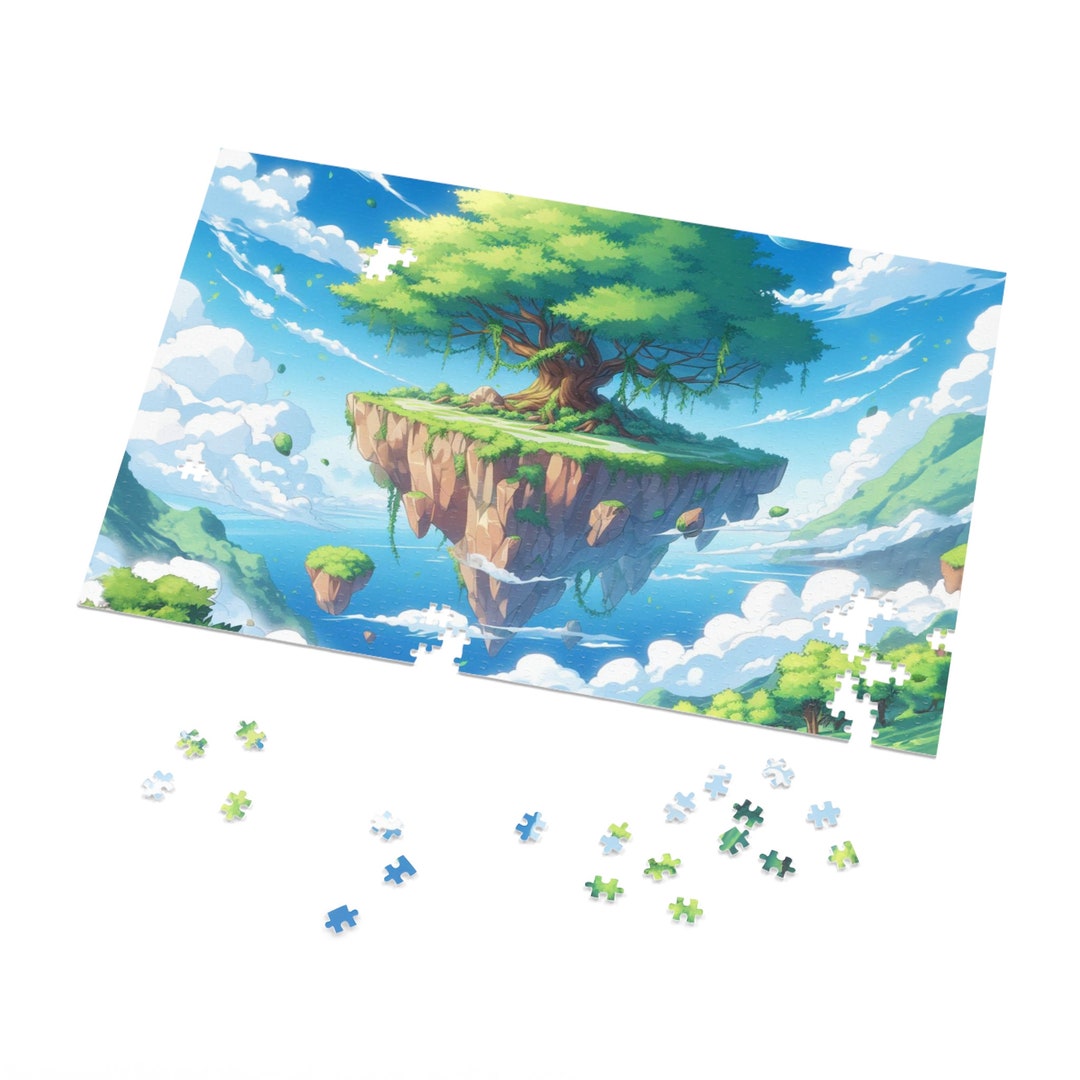 Levitating Island Tree Environment Anime Fantasy Puzzle Digital Art ...