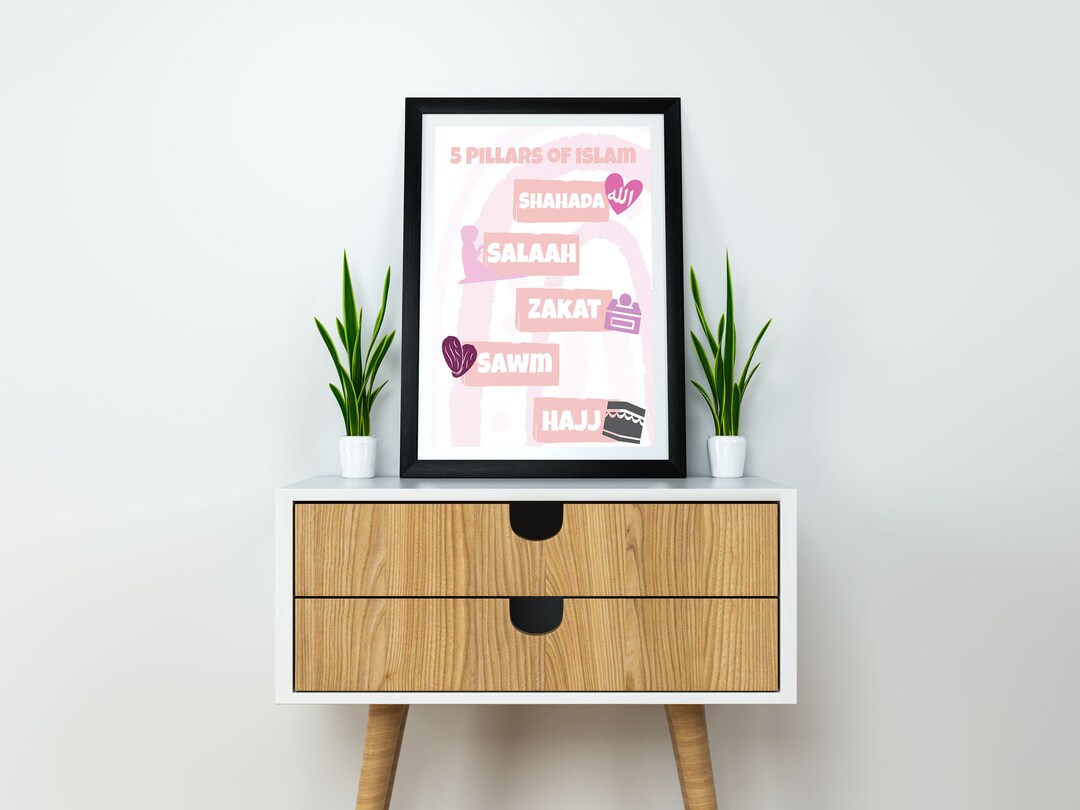 5 Pillars Poster | Islamic Prints | Pink 5 Pillars | Islam Pillars - Etsy