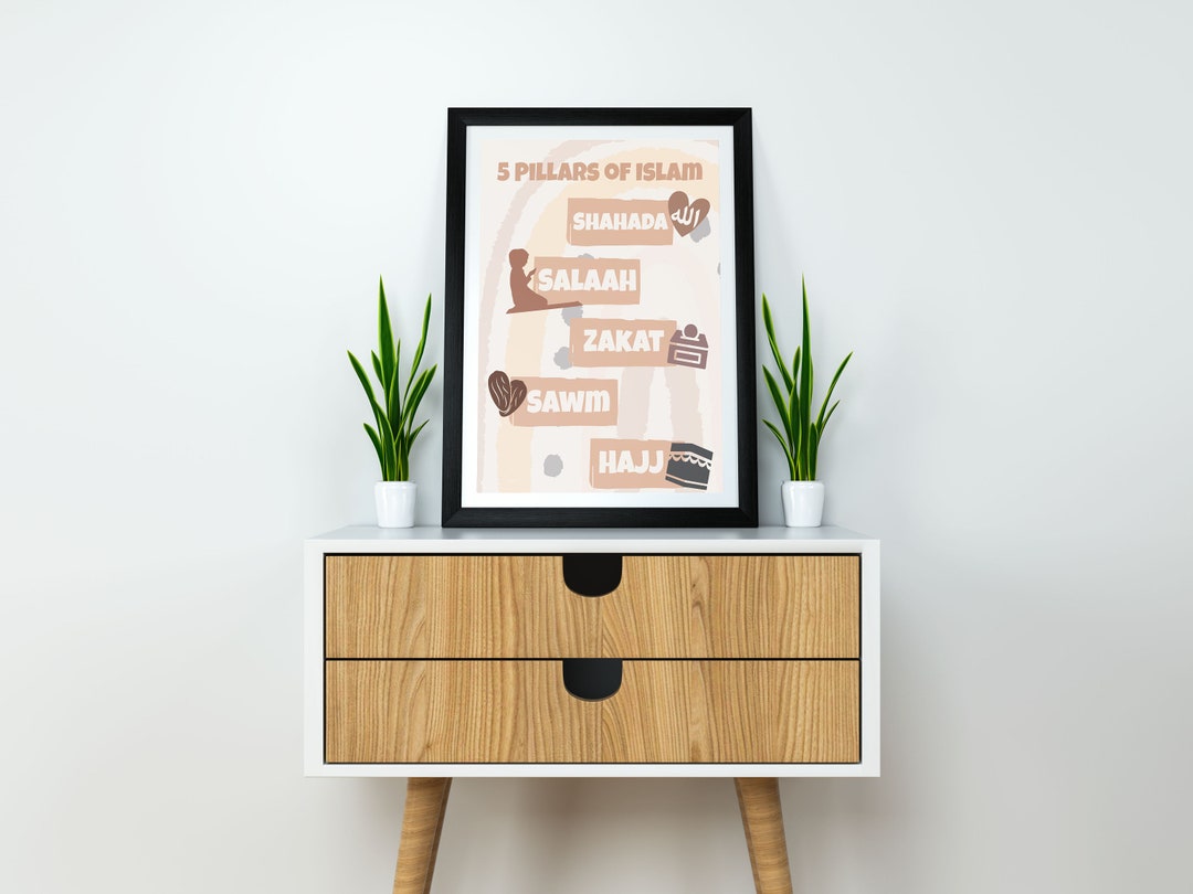 5 Pillars Poster | Islamic Prints | Neutral Brown 5 Pillars | Islam ...
