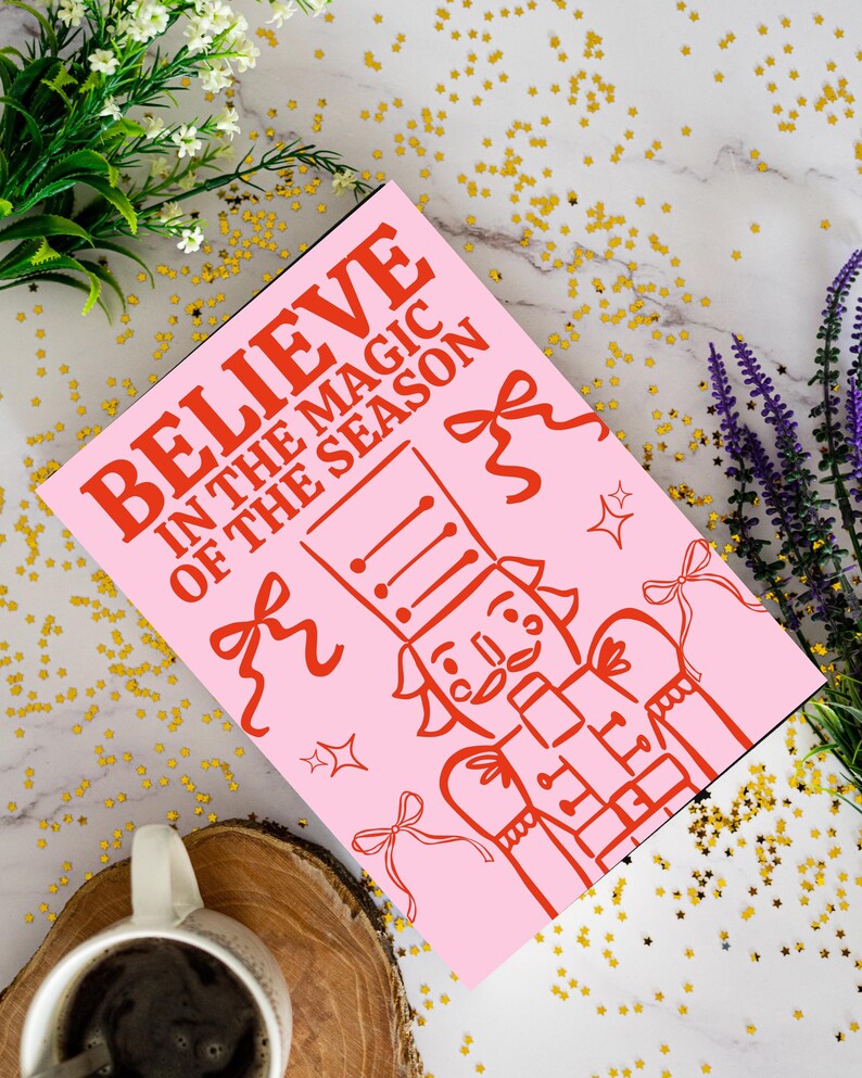 Póster con frase - Navidad - Decoración de pared - Póster estético rosa ...