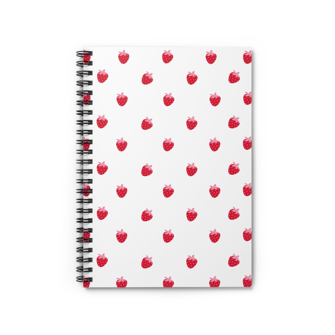 Strawberry Notebook, Cute Spiral Ruled Line Notebook, Fruit Journal ...