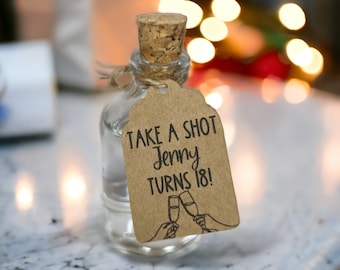 Personalised Birthday Shot Favours Take a Shot 50ml Glass Bottles ...