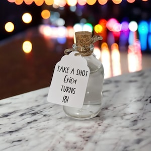 Personalised Birthday Shot Favours - Take a Shot 50ml Glass Bottles ...