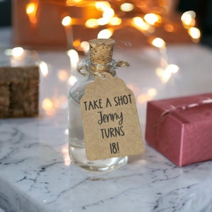 Personalised Birthday Shot Favours - Take a Shot 50ml Glass Bottles ...