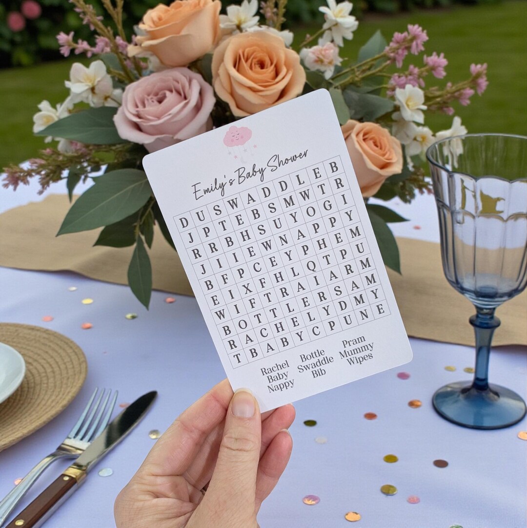 Baby Shower Games Word Search Baby Shower Activity - Etsy