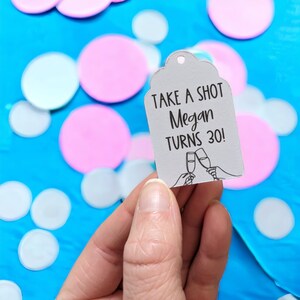 Birthday Take a Shot Tags Adult Birthday Party Labels Birthday Party ...