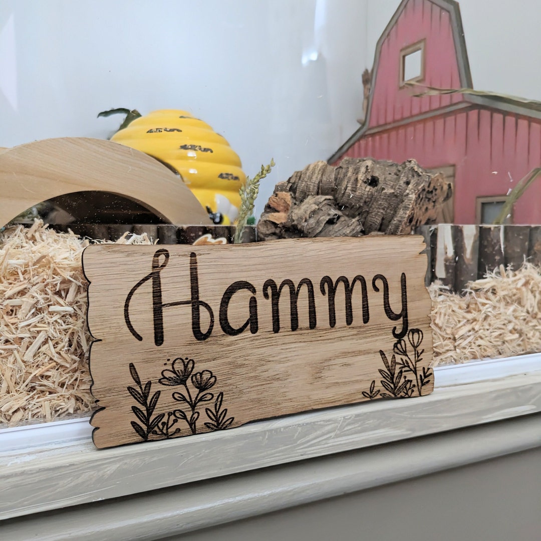 Personalised Hamster Cage Sign With Flowers Gerbil Plaque for Small ...