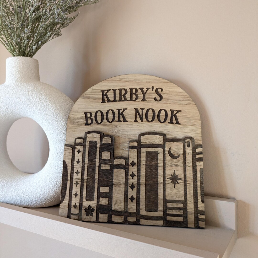 Personalised Library Bookcase Sign Wood Reading Room Sign Book House ...