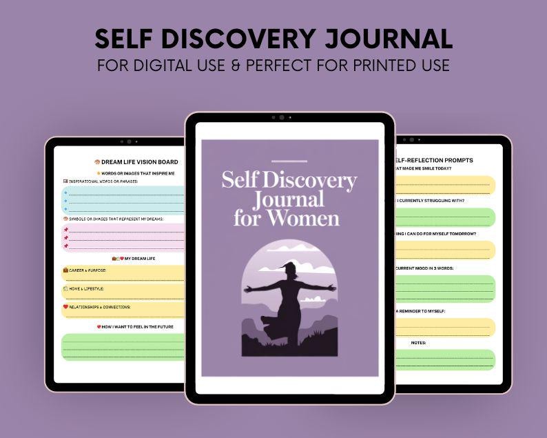 Self Discovery Journal - Guided Self Journal, Growth Journal, Personal ...