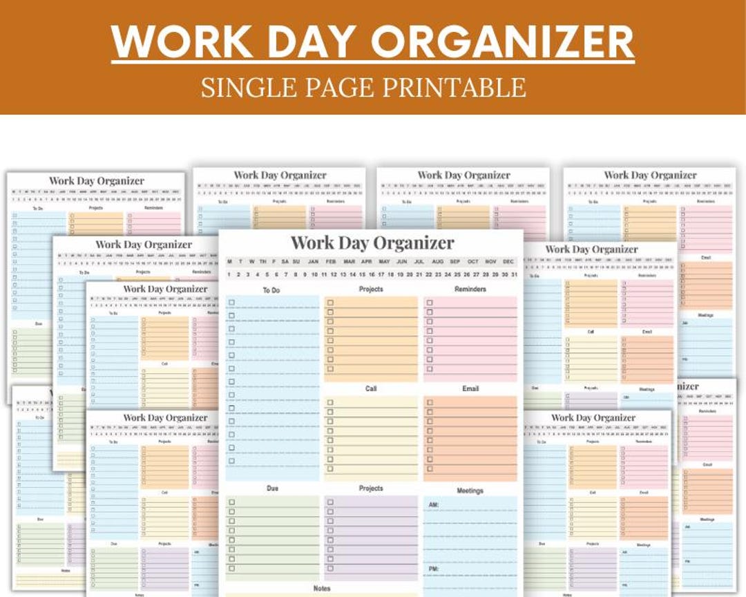 Work Day Organizer – Printable Daily & Weekly Planner (fillable PDF) - Etsy