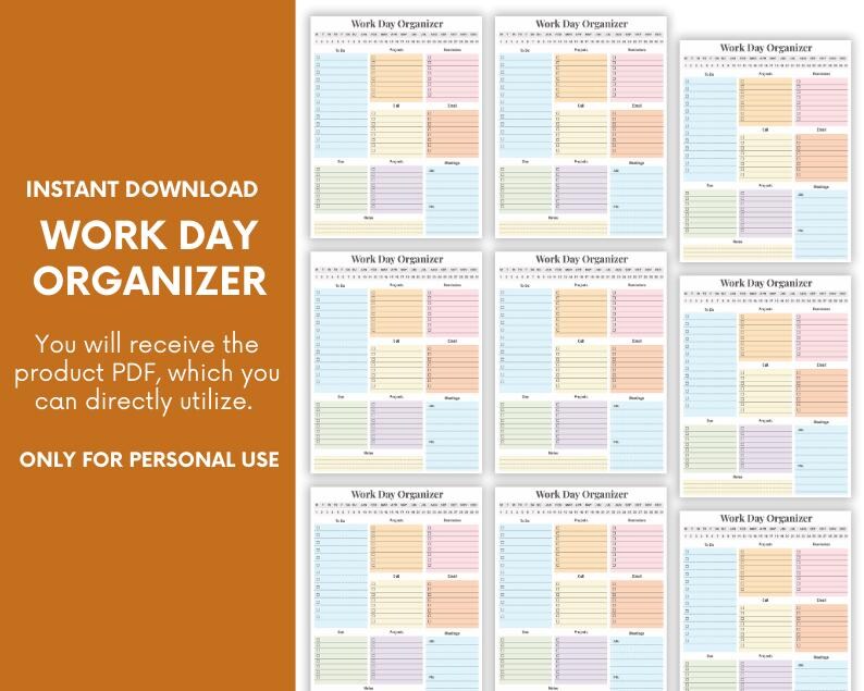 Work Day Organizer – Printable Daily & Weekly Planner (fillable PDF) - Etsy