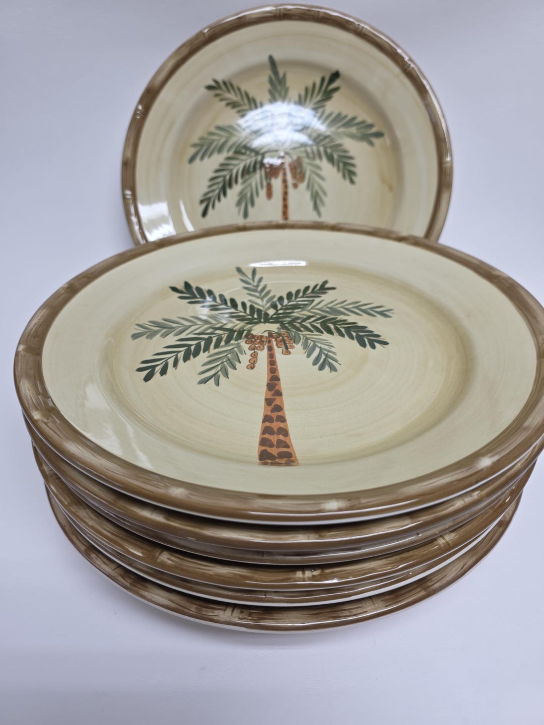 7 Home Trends West Palm Dinner Plates Palm Tree Bamboo - Etsy