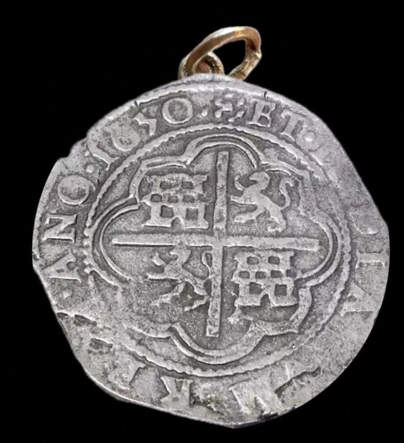 1650 Spanish Pirate Shipwreck Cob Coin 8 Reales PEWTER Coin PENDANT ...