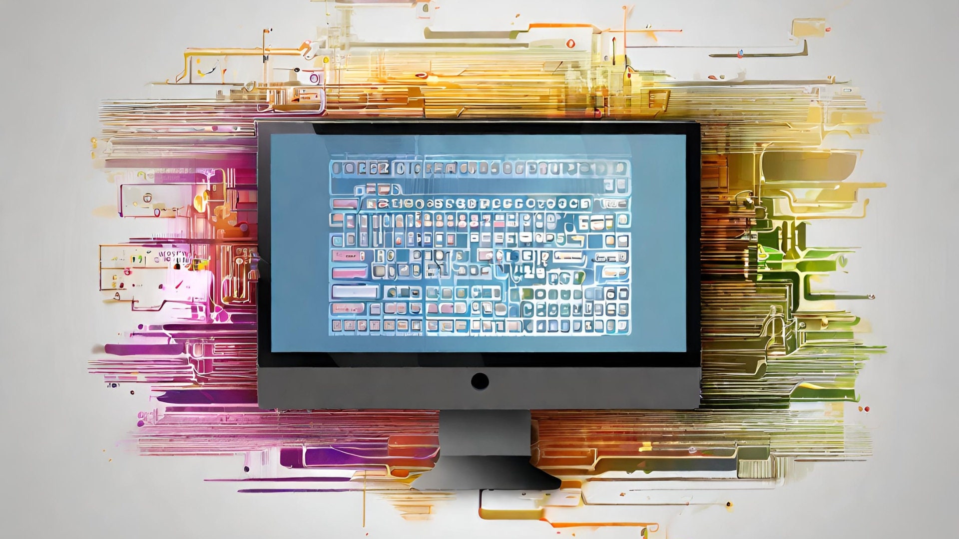 6 Vibrant Watercolour Computer Science Monitor Digital Artwork Bundle ...