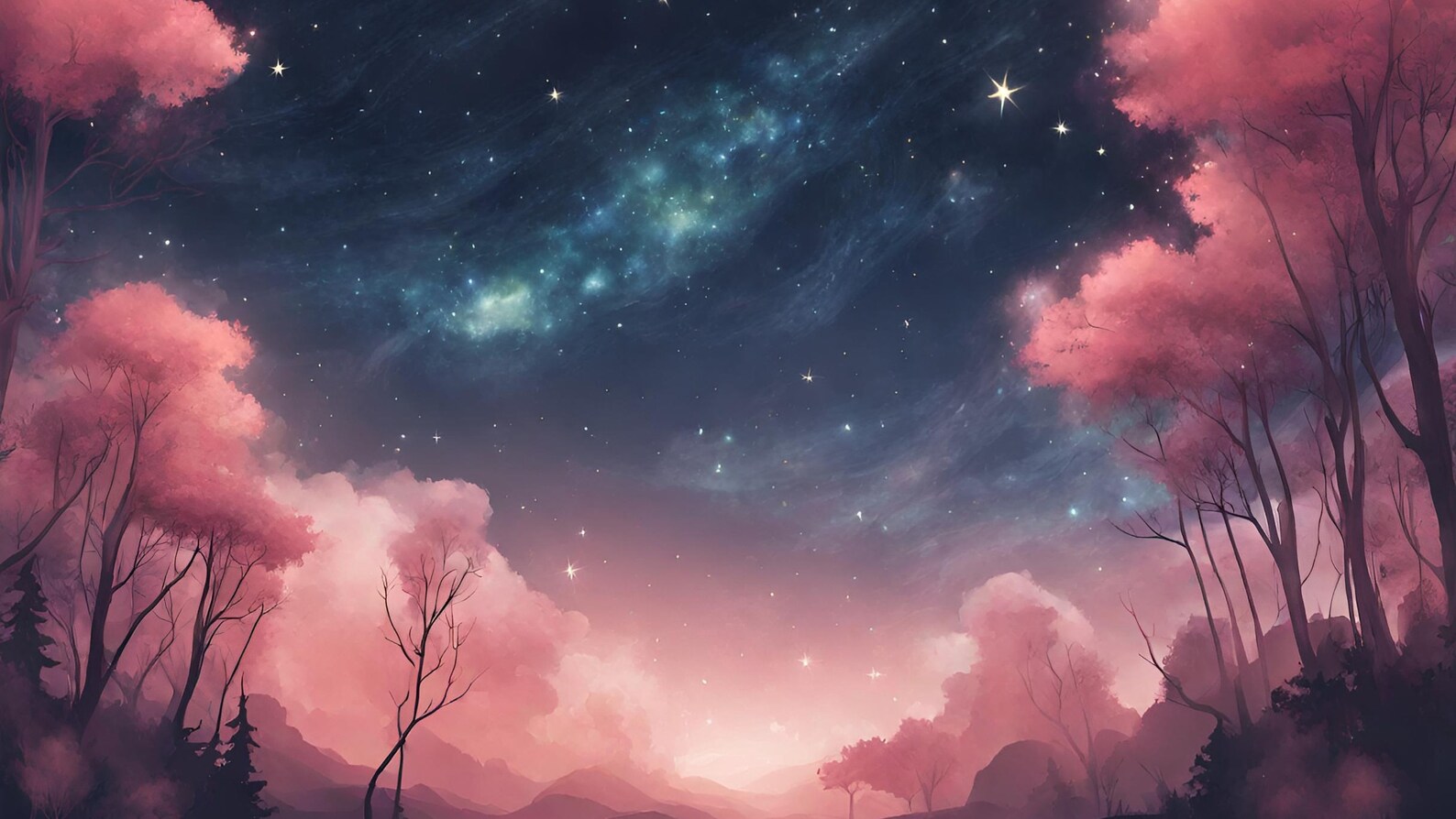 6 Night Sky Woodland Forest Moon Nature Digital Artwork Bundle, Sky Art ...