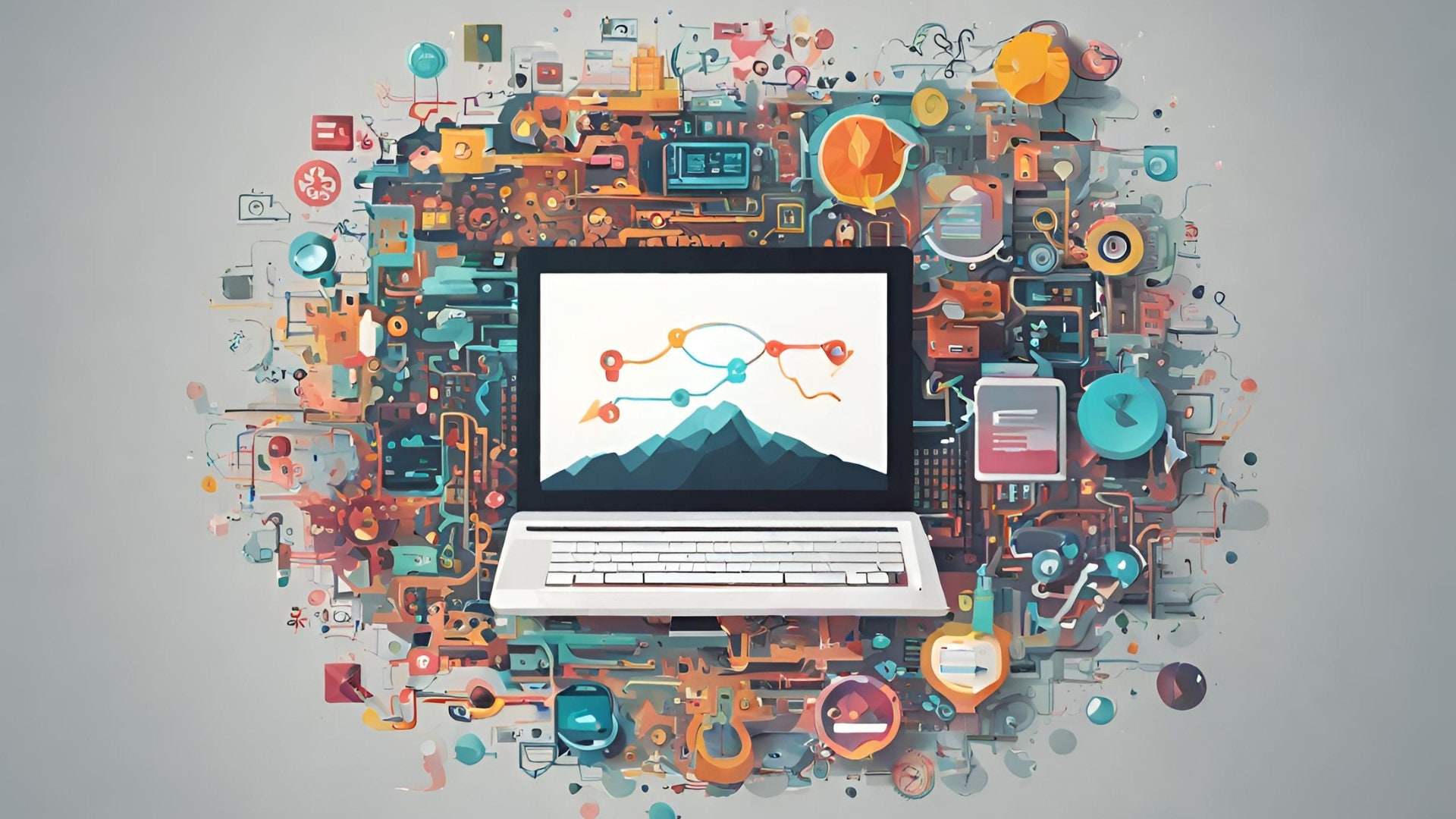 6 Vibrant Watercolour Computer Science Monitor Digital Artwork Bundle, Coding Art, Porgramming ...