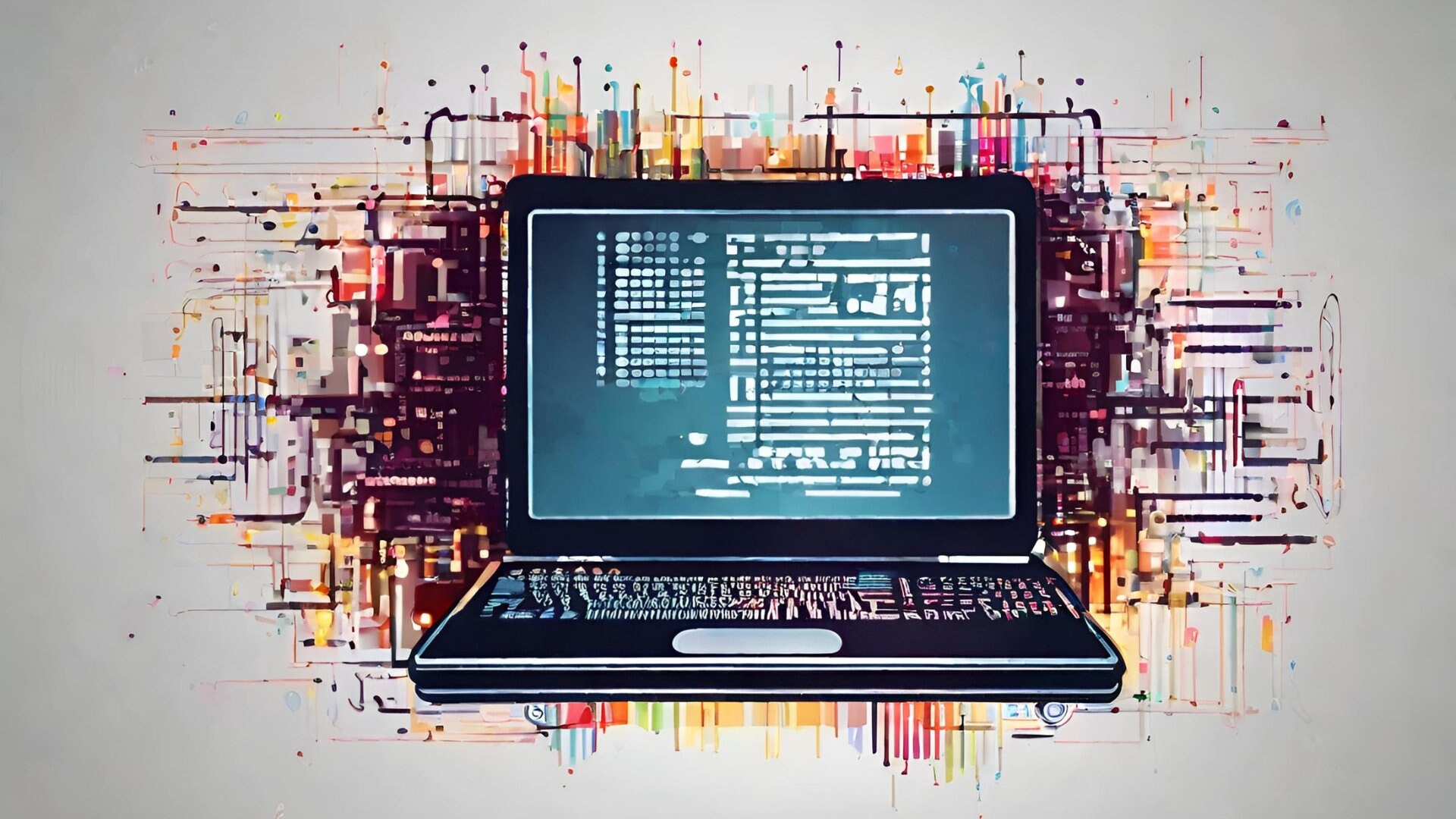 6 Vibrant Watercolour Computer Science Monitor Digital Artwork Bundle ...