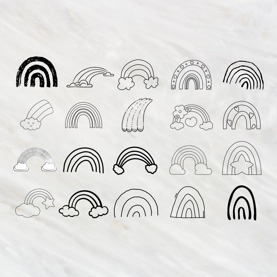 20 Rainbow Design Bundle, Rainbow Clip Art, Rainbow Art, Cut Files, Png ...