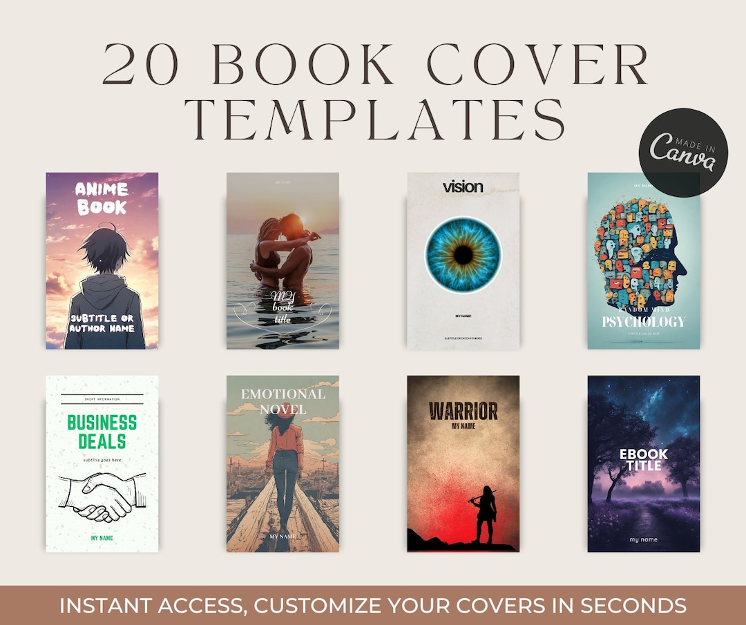 20 Book Cover Canva Templates, All Styles & Genres Easy Drag Drop Edit ...