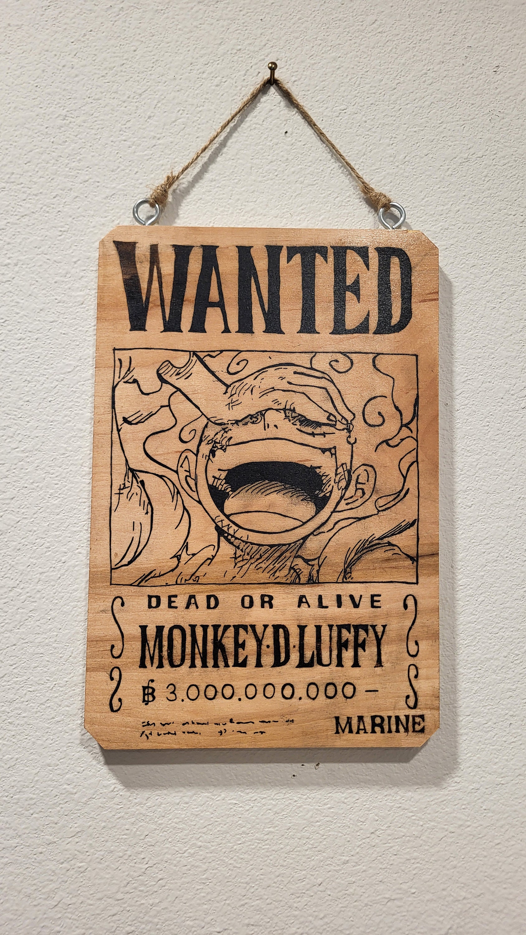 Luffy Wanted Poster One Piece, Wall Mounted Engraving, Manga Decor ...